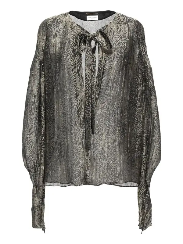 Saint Laurent Tie Front Blouse - Black