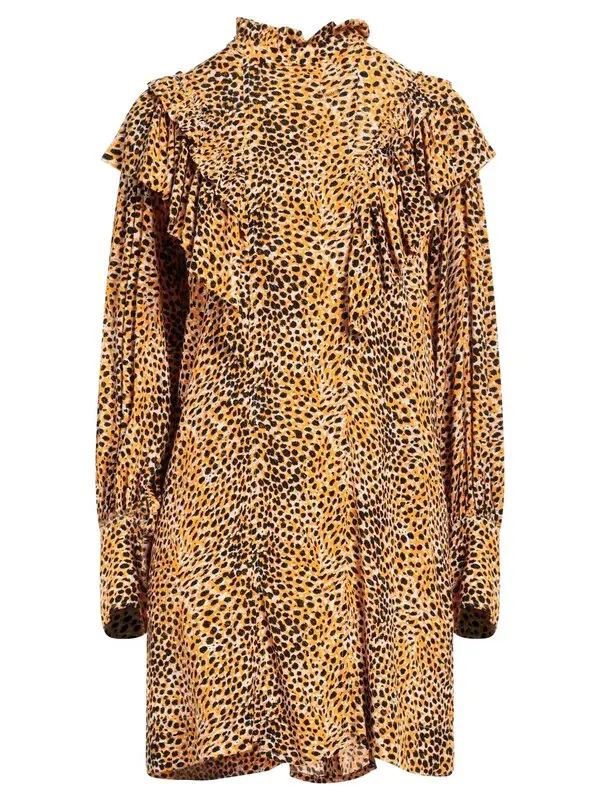 GANNI Leopard Print Dress - Brown