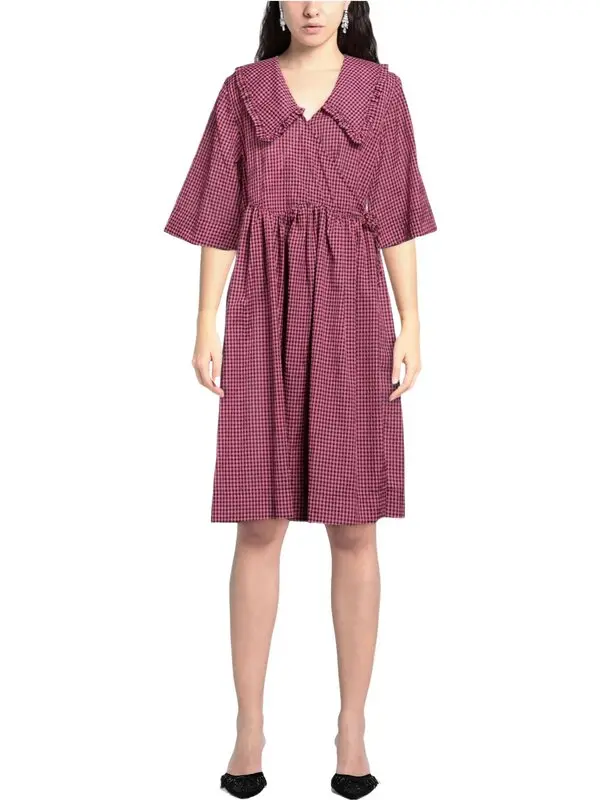 GANNI Classic Collar Wrap Dress - Pink