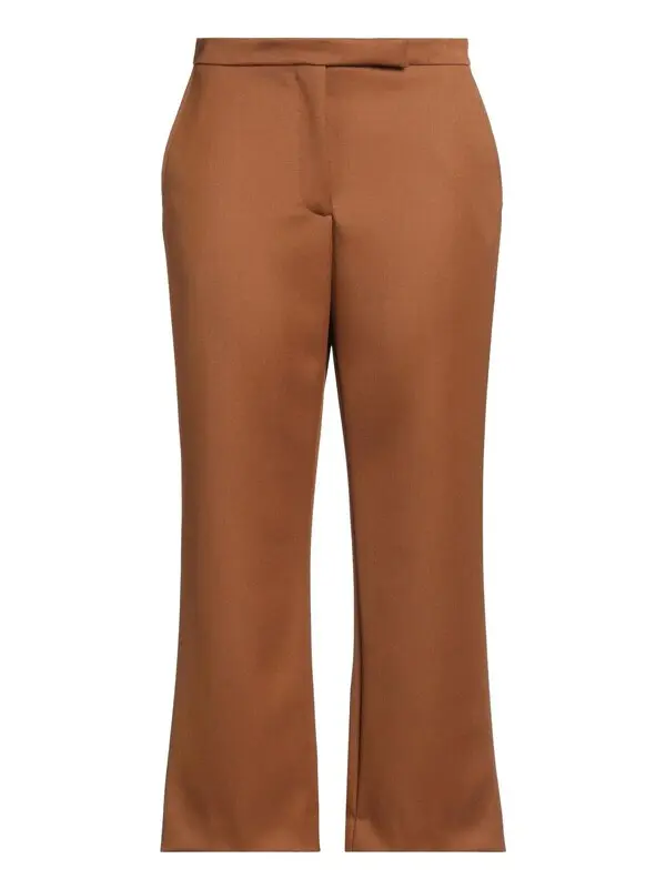Tory Burch High-waisted Straight-leg Wool Trousers - Brown