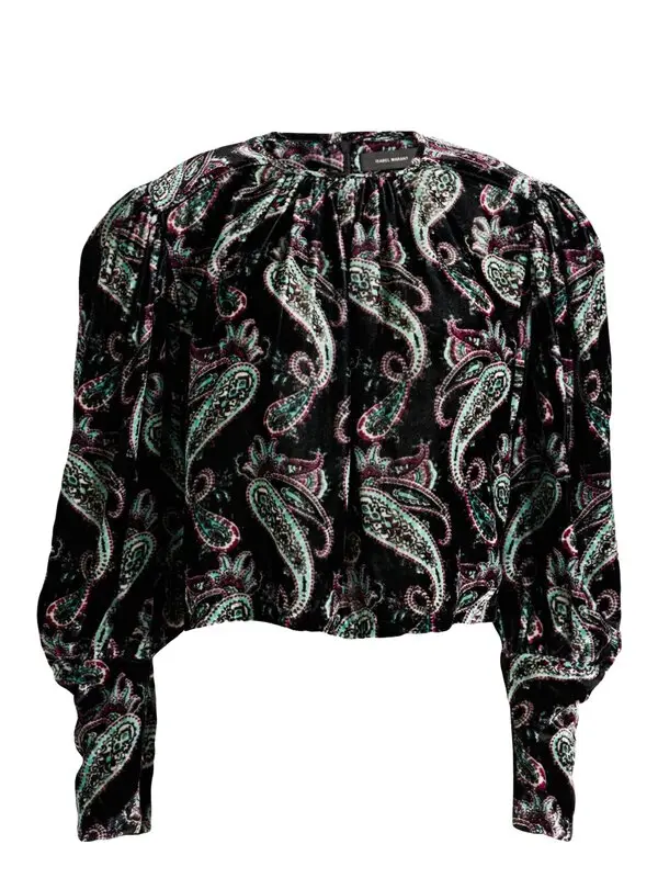 Isabel Marant Étoile Paisley-patterned Velvet Top - Black