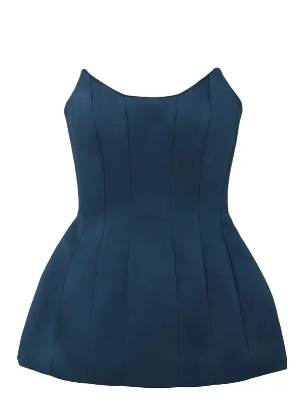 Rebecca Vallance Elivera Paneled Strapless Satin Top - Blue