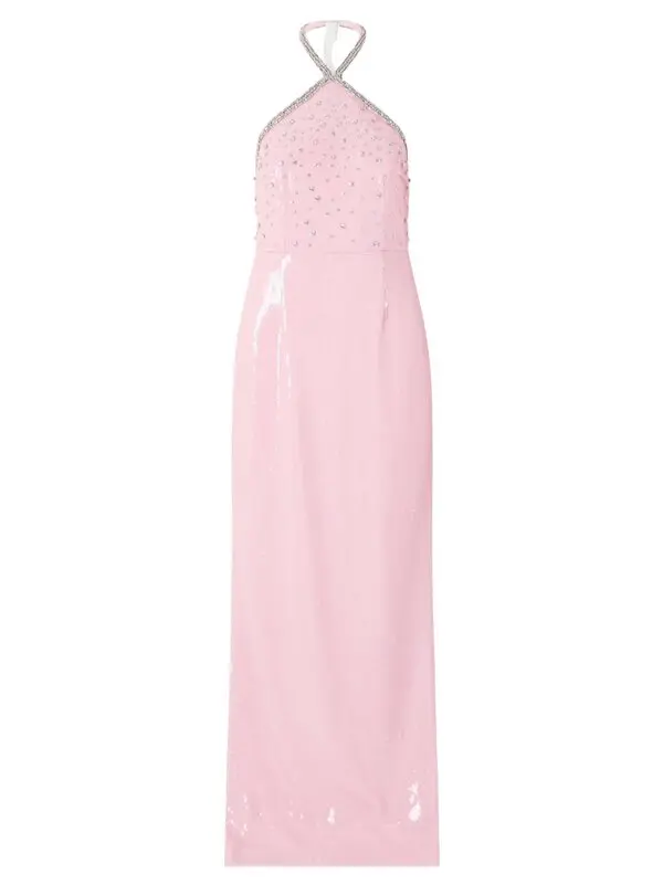 Rebecca Vallance Embellished Chiffon Halterneck Gown - Pink