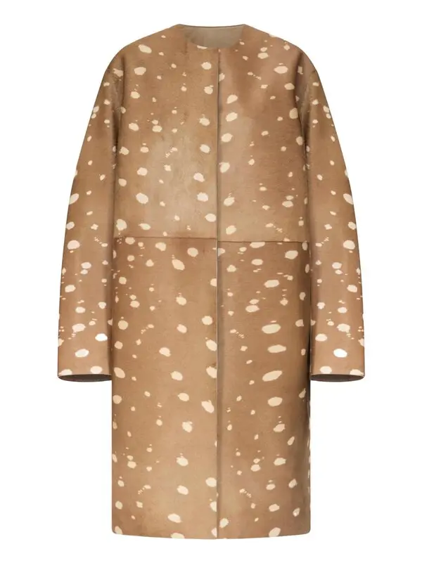 Loulou De Saison Liza Deer Print Pony-effect Leather Coat - Brown