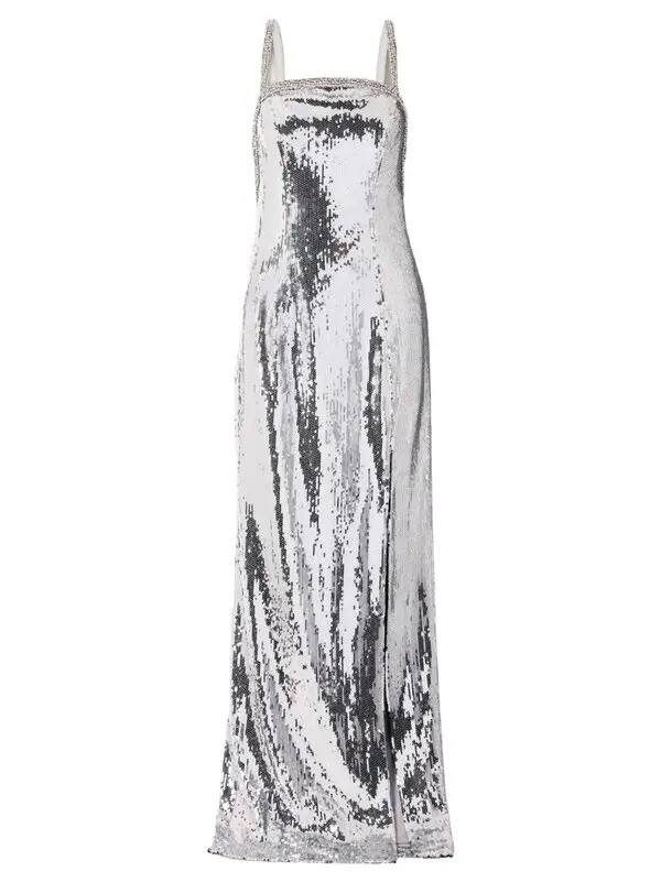 Rebecca Vallance Embellished Sequined Mesh Gown - White