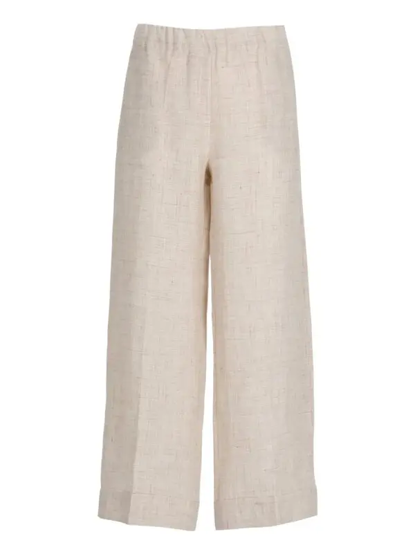 D.exterior Elastic-waist Wide-leg Pants - Light Beige