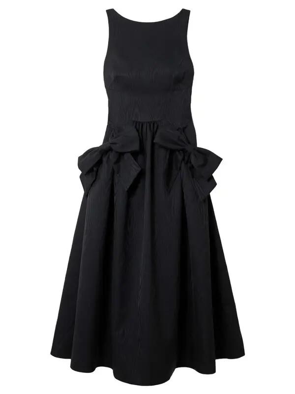 Rebecca Vallance Gathered Moire Midi Dress - Black