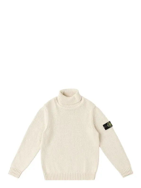 Stone Island Cotton Blend Knit Turtleneck Sweater - White