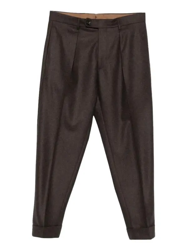 BERWICH Pleated Wool Trousers - Brown