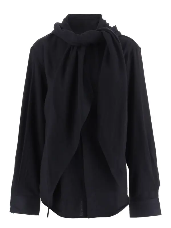 ALAINPAUL Draped Scarf Detail Shirt - Black