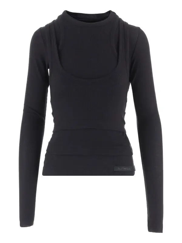 ALAINPAUL Layered Long Sleeve Top - Black