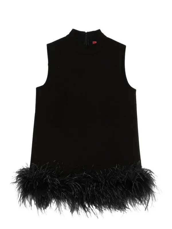 Max Mara Feather-trim Sleeveless Top - Black