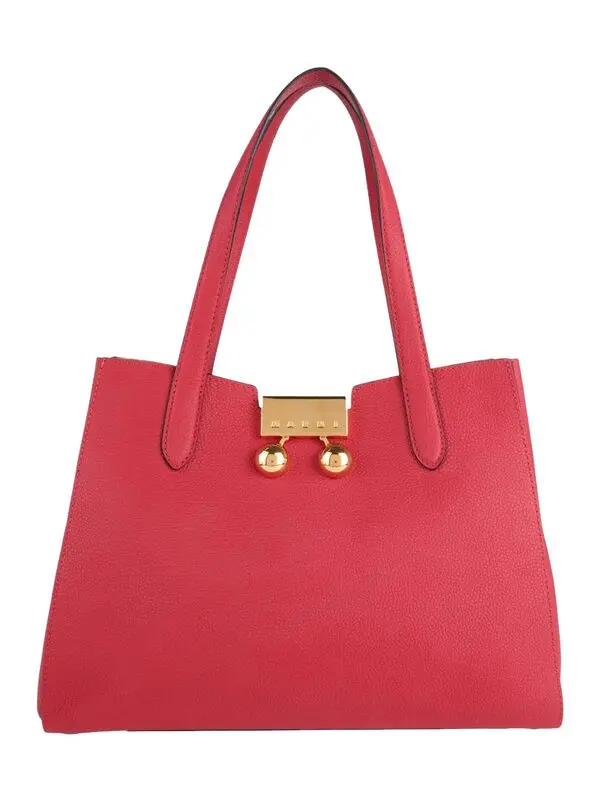 Marni Pebbled-leather Tote Handbag - Red