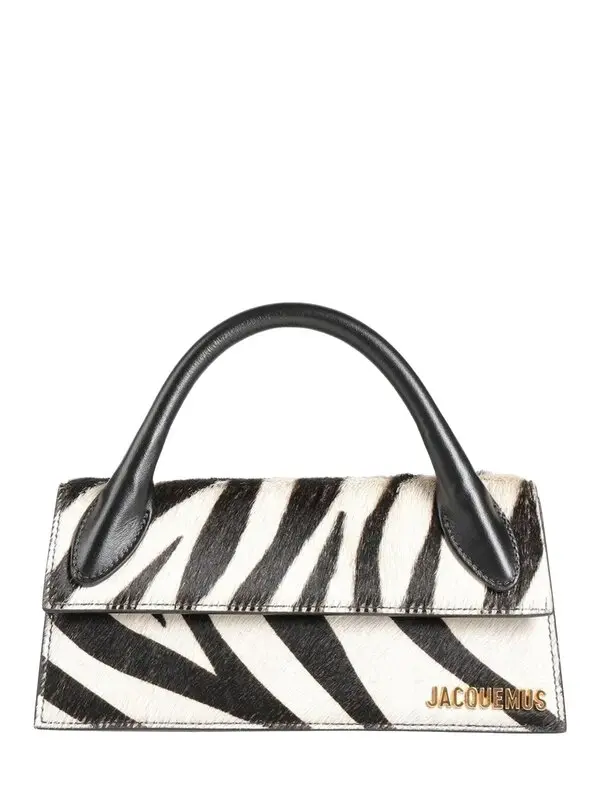 Jacquemus Zebra Print Calf Hair Flap Bag - Black