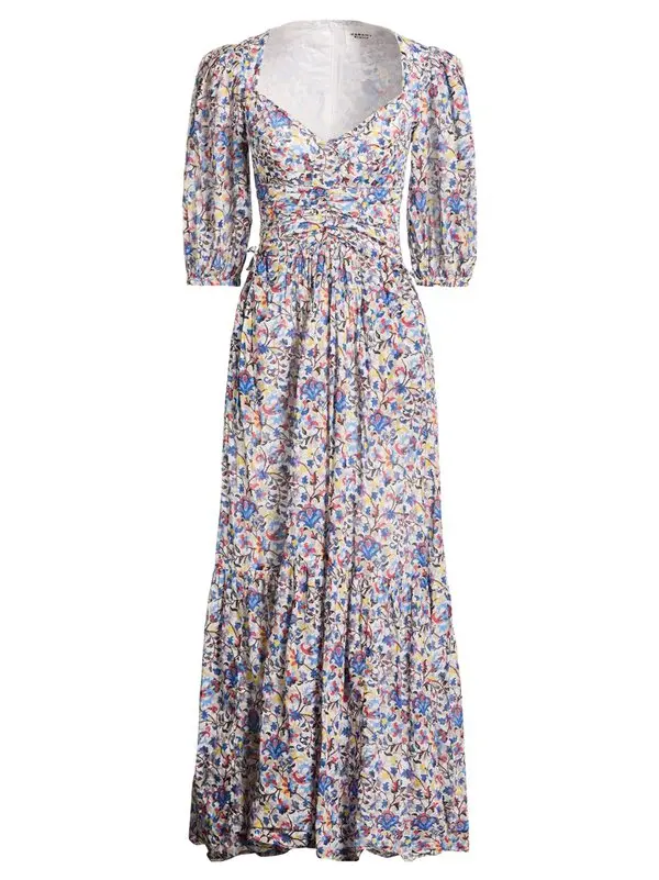 Isabel Marant Étoile Floral Print Three-quarter Sleeve Dress - Blue