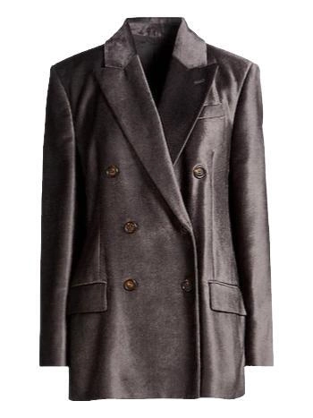 Brunello Cucinelli Velvet Double-breasted Blazer - Grey