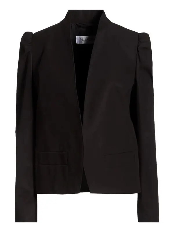 Max Mara Solid Color Twill Single-breasted Jacket - Black
