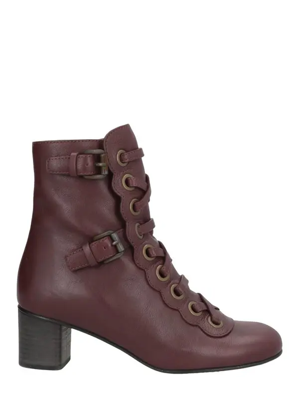 Chloé Minimalist Leather Ankle Boots - Brown