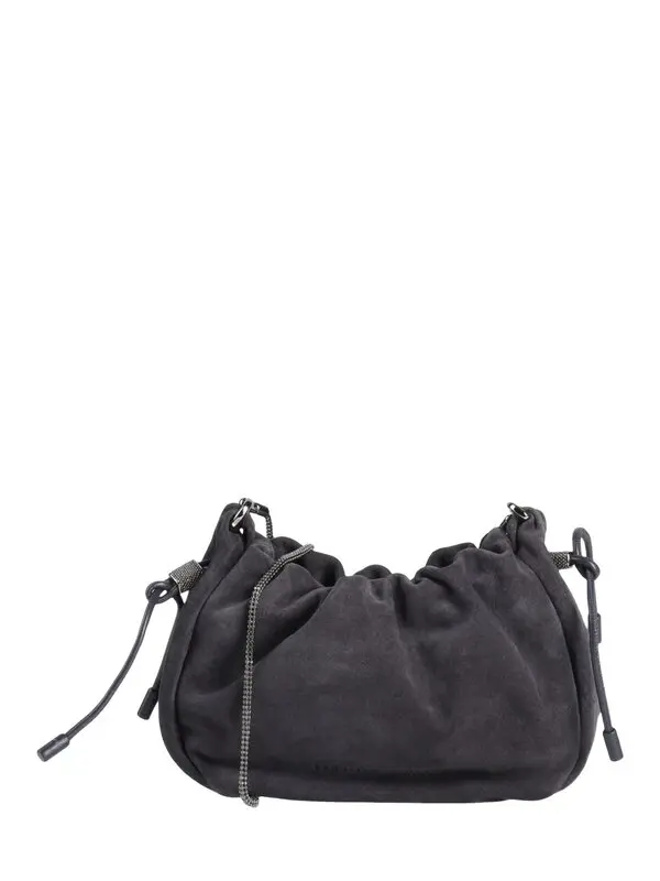 Brunello Cucinelli Suede Cross Body Bag - Black