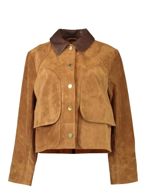 Veronica Beard Walters Suede Cropped Jacket - Brown