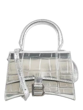 Balenciaga Mini Crocodile Embossed Leather Bag - Gray