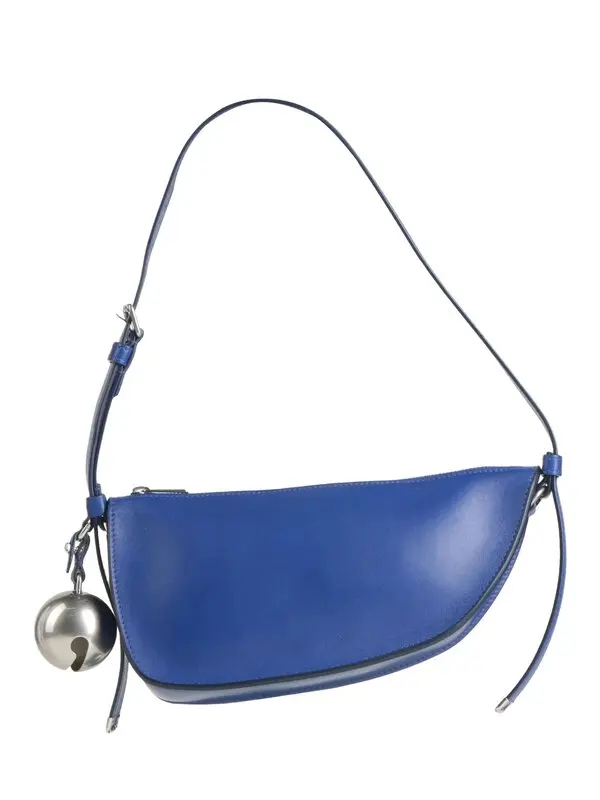 Burberry Plain Colour Leather Baguette Bag - Blue