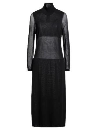 Max Mara Knitted Turtleneck Long Sleeves Sheath Dress - Black