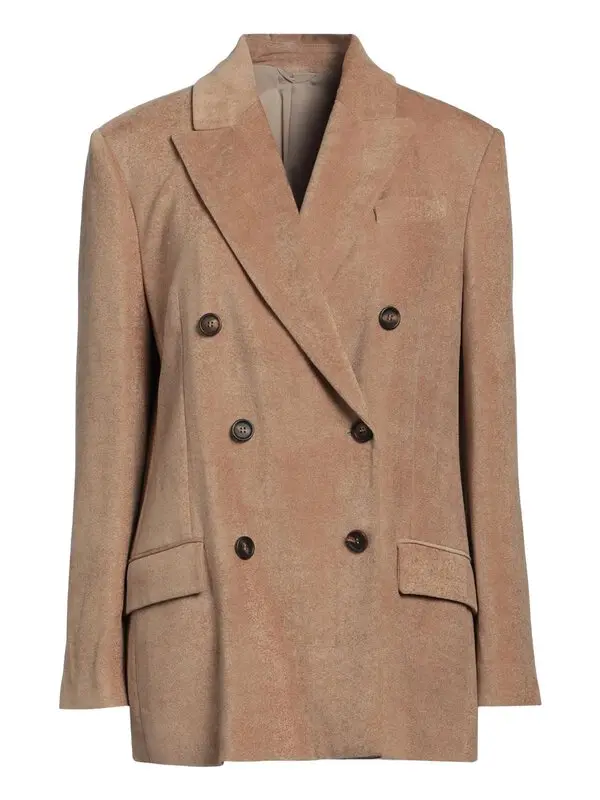 Brunello Cucinelli Velvet Double-breasted Blazer - Brown