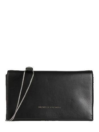 Brunello Cucinelli Medium Leather Flap Bag - Black