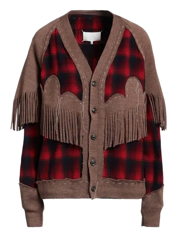 MAISON MARGIELA Plaid Knitted Long-sleeve Shirt - Brown