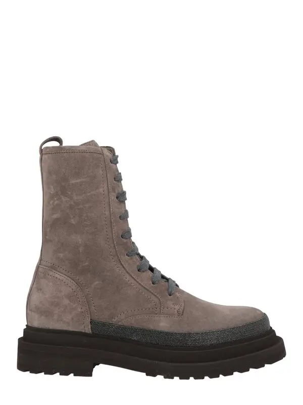 Brunello Cucinelli Suede Lace-up Ankle Boots - Black