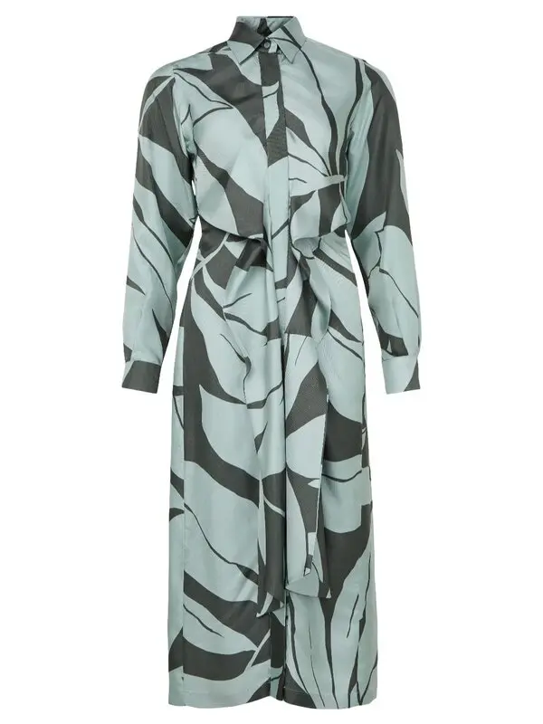 Max Mara Printed Long-sleeved Dress - Green