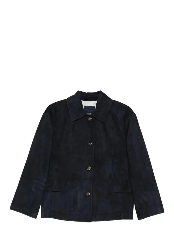 Max Mara Long-sleeved Leather Jacket - Black