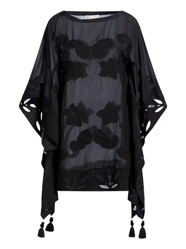Tory Burch Embroidered Kaftan Top - Black