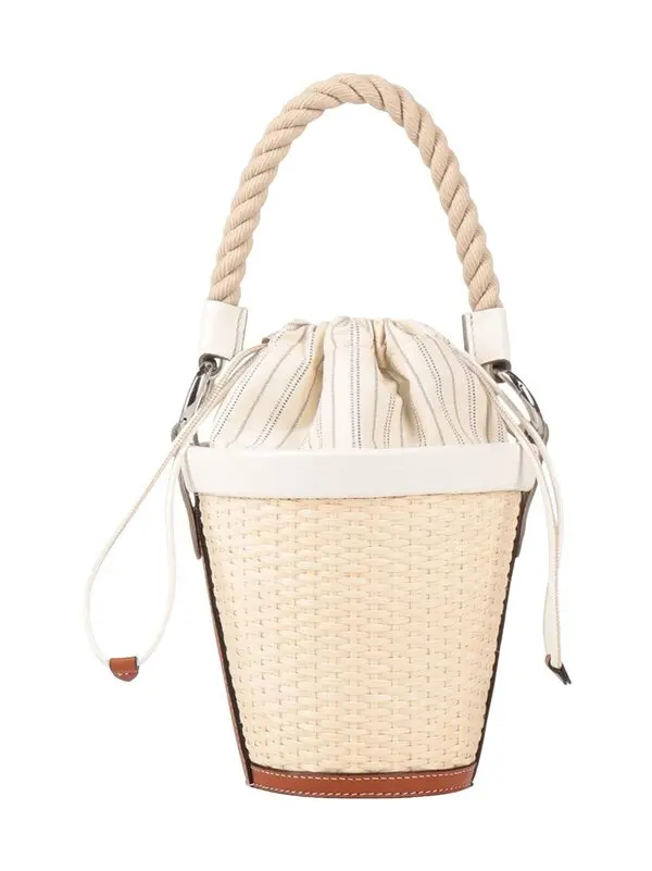 MAISON MARGIELA Medium Two-tone Woven Bucket Bag - Nude