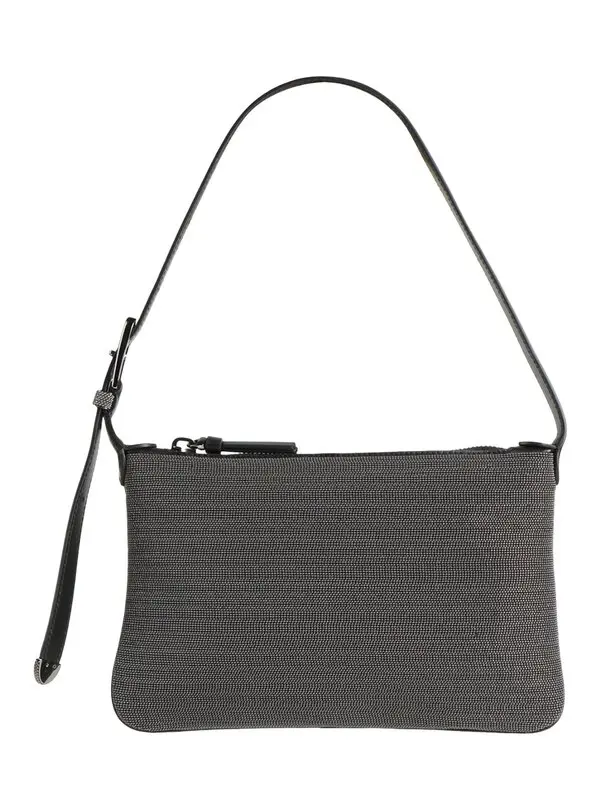 Brunello Cucinelli Embellished Leather Baguette Handbag - Black