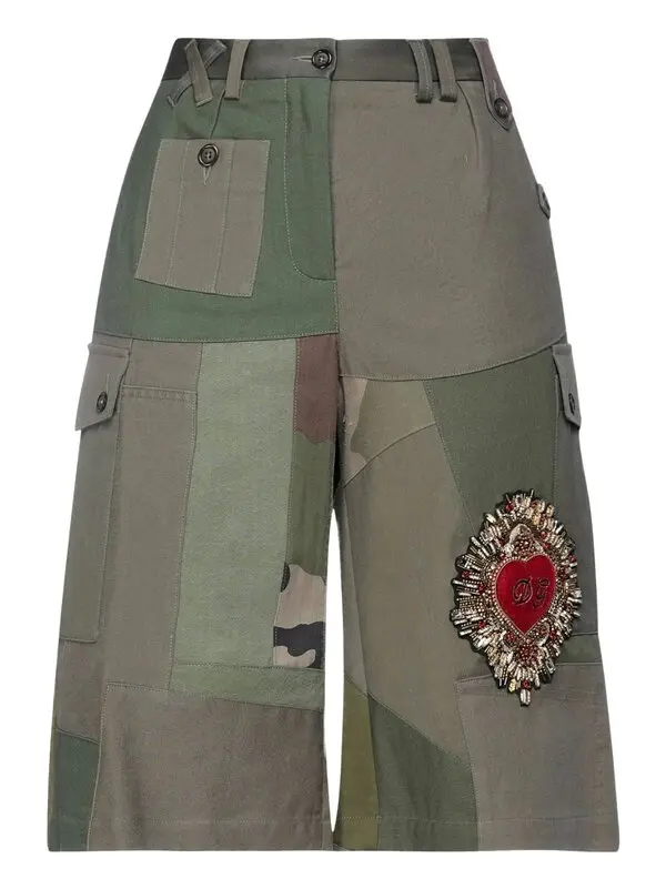 Dolce & Gabbana Multicolor Woven Five-point Shorts - Green