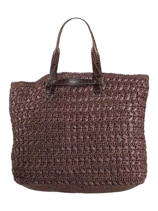 Dolce & Gabbana Faux Raffia Woven Shopper Bag - Red