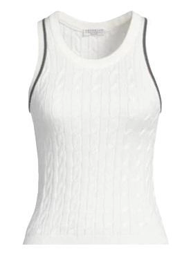 Brunello Cucinelli Solid-color Sleeveless Knitted Top - White