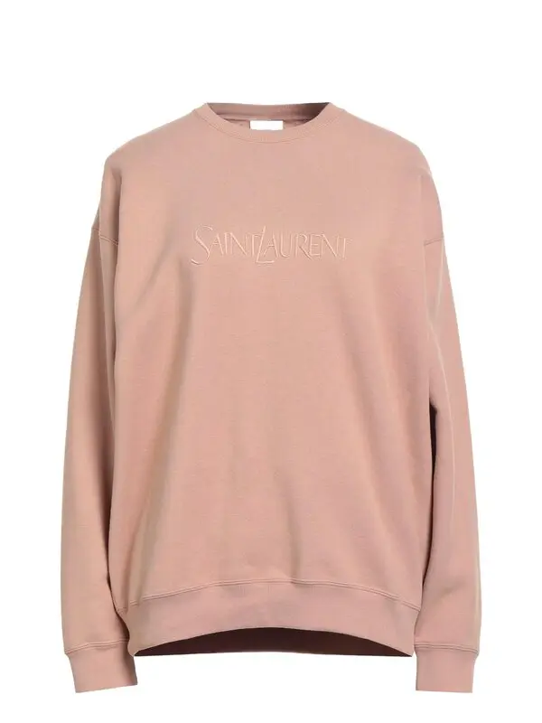 Saint Laurent Solid Color Crew Neck Sweatshirt - Pink