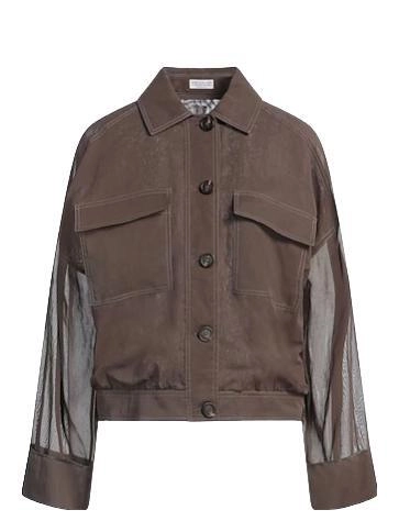 Brunello Cucinelli Minimalist Embroidered Jacket - Brown