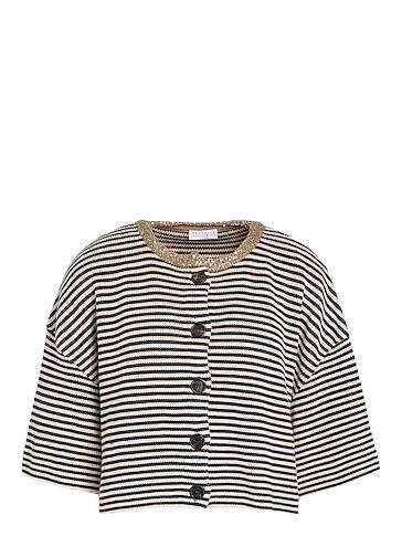 Brunello Cucinelli Striped Sequin Knit Cardigan - Black