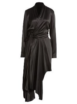 Balenciaga Satin Flare Dress - Black