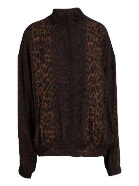 Balenciaga Leopard Print Harrington Jacket - Black