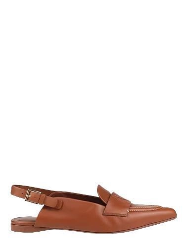 Max Mara Leather Slingback Flats - Brown