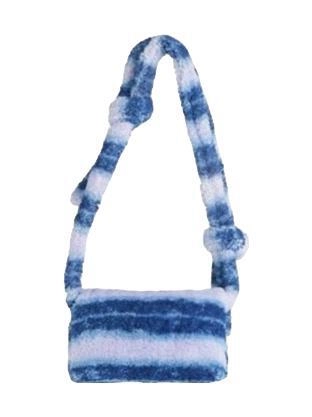 Marni Striped Fuzzy Shoulder Bag - Blue