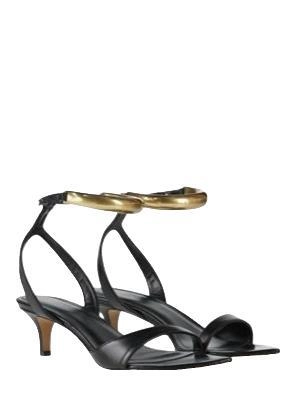 Isabel Marant Étoile Gold Kitten Heel Sandals - Black