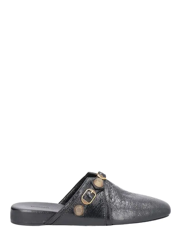 Balenciaga Square-toe Flat Leather Mules - Gray