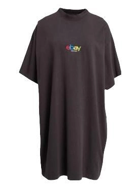 Balenciaga Mock Neck Short-sleeve Oversized Long Tee - Black