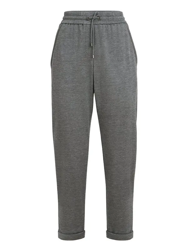 Brunello Cucinelli Cotton-silk Drawstring Trousers - Grey